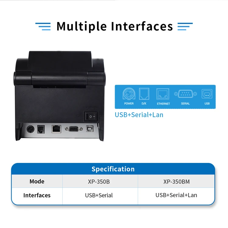 Xprinter XP-350B - Compact Thermal Label Printer with Bluetooth