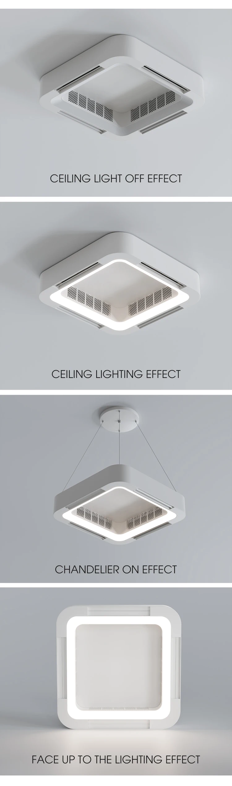 110V 220V Office Ceiling Fan with LED Light & Remote Control
