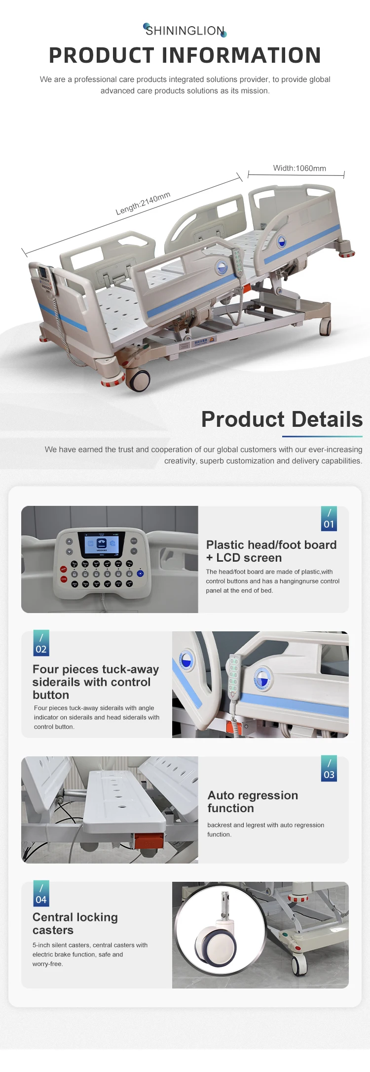 Hospital Icu Electric Five-function Intensive Care Nursing Home Elderly Physical Therapy Bed ...