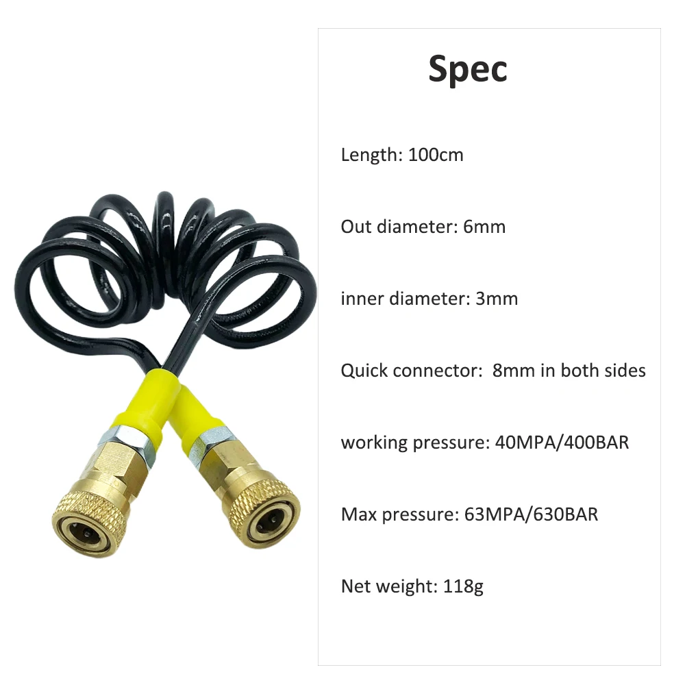 Paintball Coil Remote Hose Line with 8mm Quick Connector High Pressure ...