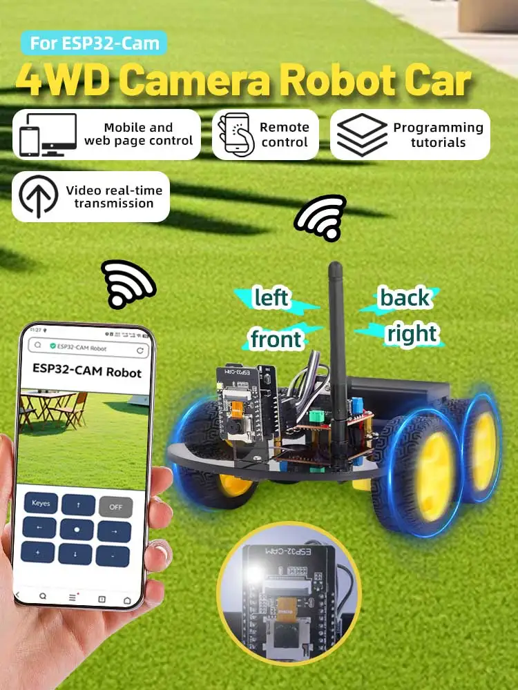 Keyestudio ESP32-CAM 4WD Monitoring Car Camera Robot Car
