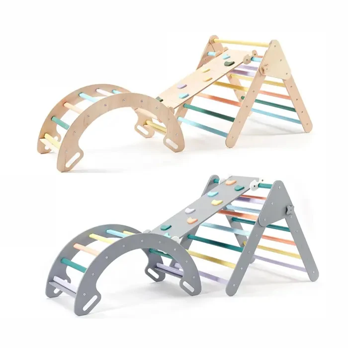 Pickle Triangle Wood Baby Gym Climbing Triangle Set Of 3 Montessori ...