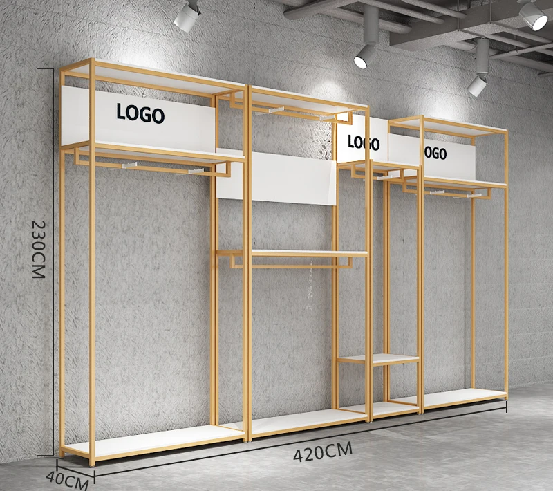 Customized Logo Clothing Display Rack Stand Fashion Shop Black Metal ...