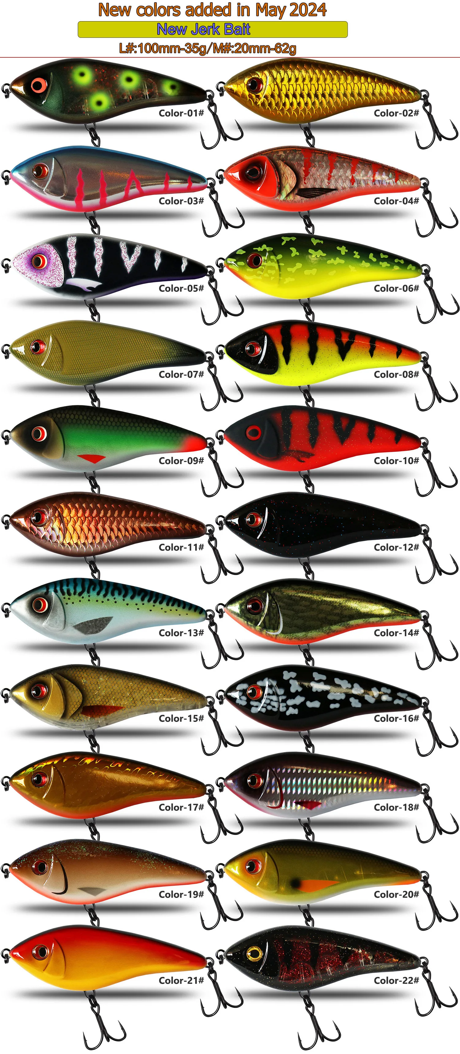 New OEM JERKBAIT SWIM GLIDE HARD BAIT 10cm 35g 12cm 62g Sinking Fishing Lure Long Casting Hard ...