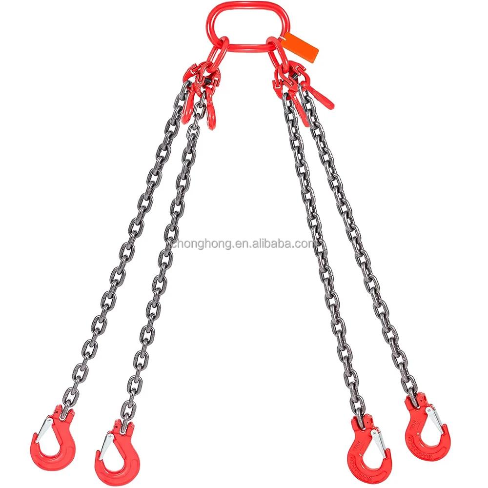Adjustable Four-Leg Lifting Sling 5 Ton Engine Lift Chain 10Ft 4 Way 5/ ...