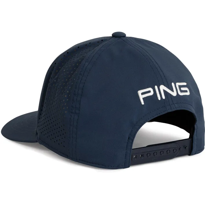 Custom Logo Laser Cut Perforated Golf Hat Structured Snapback Ping Cap Rubber Patch Baseball Cap ...