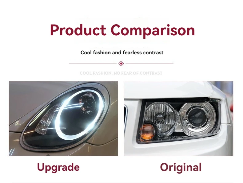Modified Headlight for Porsche Boxster 987.1 - LED Daylight Lens
