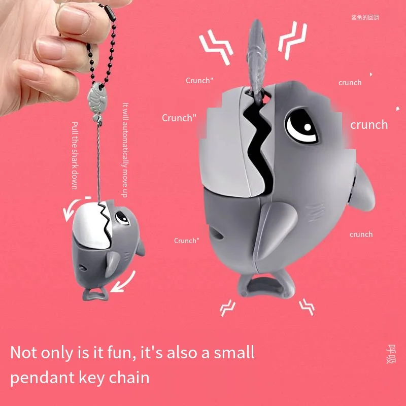 Cartoon Cute Pull String Bite Shark ABS Small Gift Toy