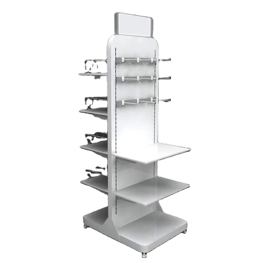 4 Sides Sticker Metal Floor Rack Hanging Hook 360 Rotate Shelf Mobile ...