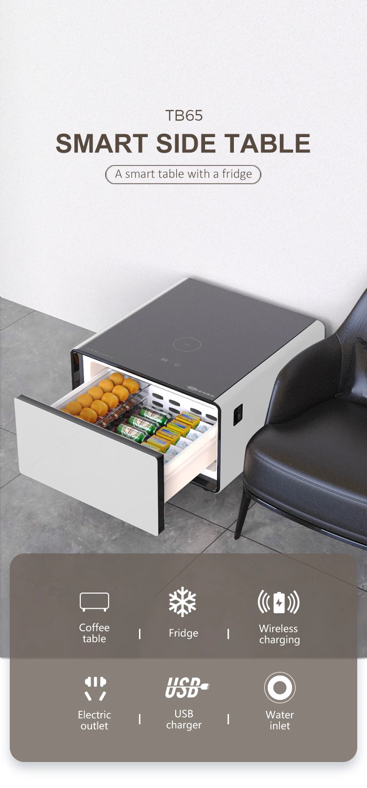 Modern Mini Side Table Home Furniture Smart Coffee Table Fridge With ...