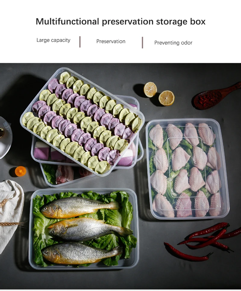 K & B Kitchen Plastic Vaccum Sealed Storage Box Transparent Dumpling ...