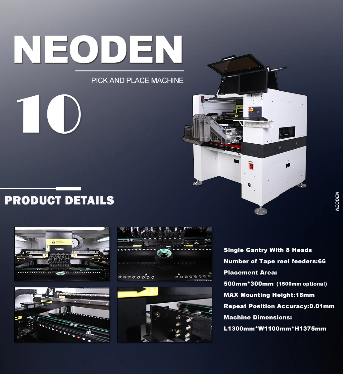 Neoden 10 High Speed Programmable SMT Mounter for LED Strips