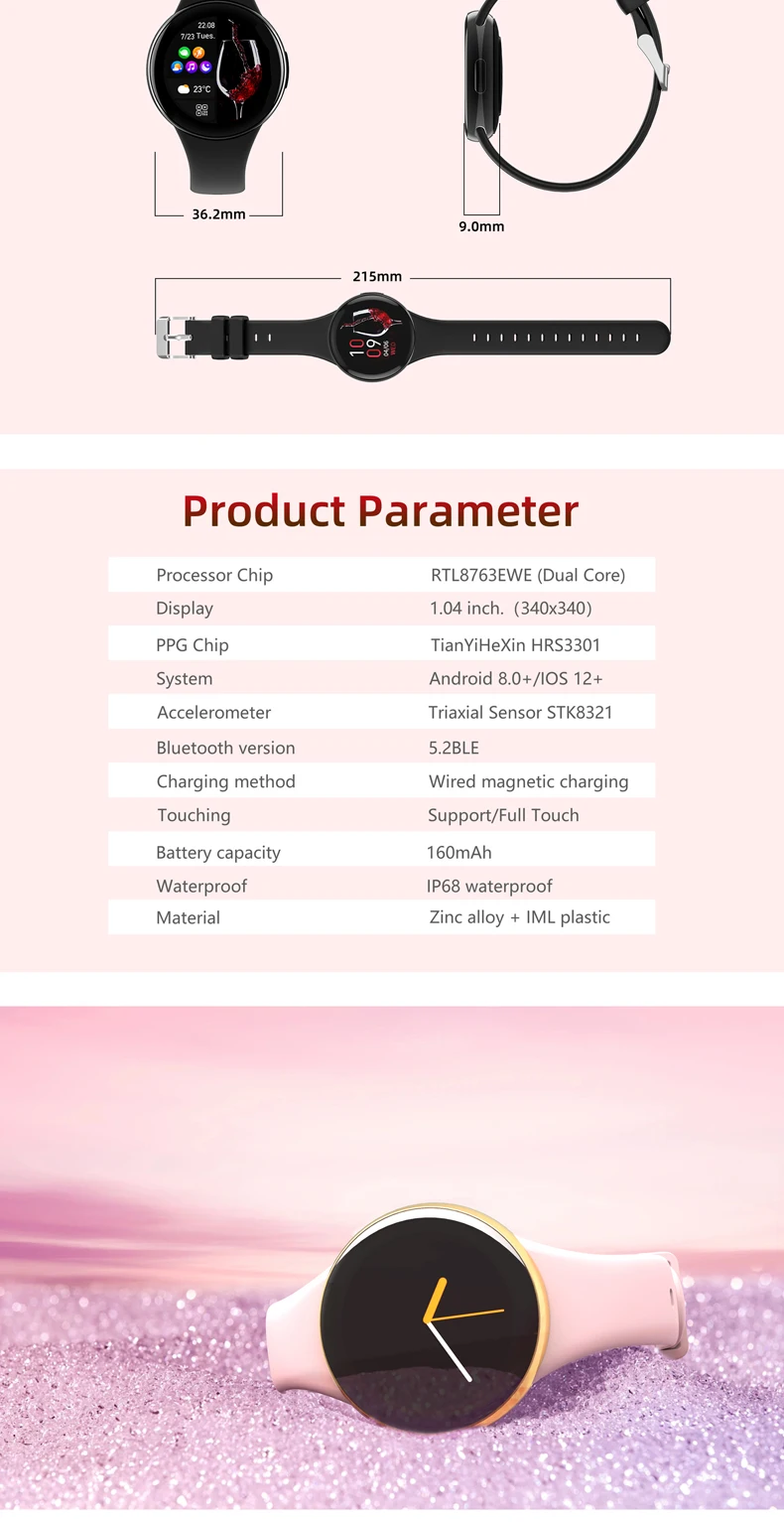 New Necklace Smartwatch For Women Dm75 Smart Watch Ladies 1.04inch ...