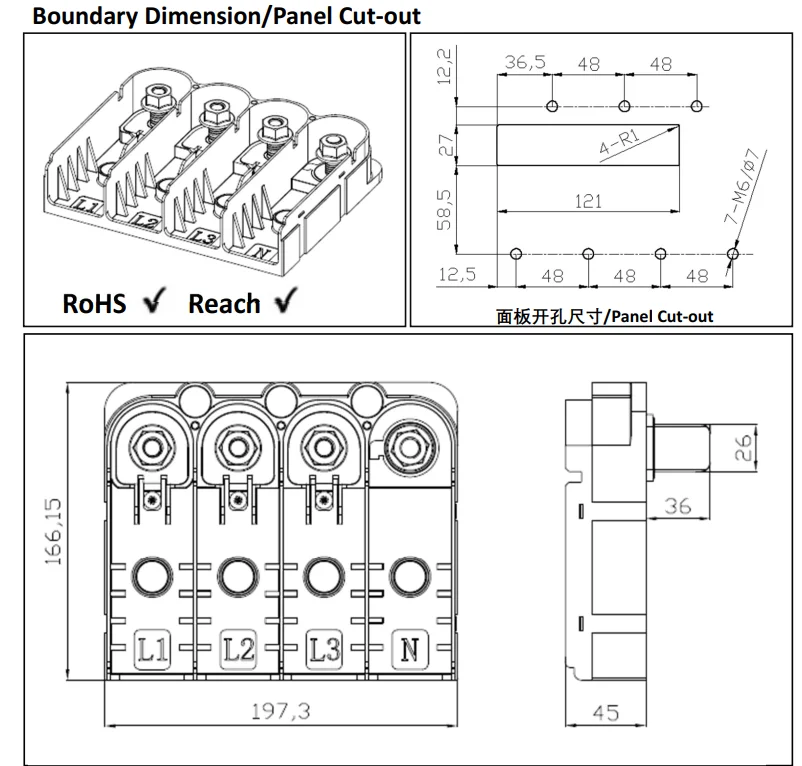 High Current Industrial Inverter Connector 200A 4PIN AC