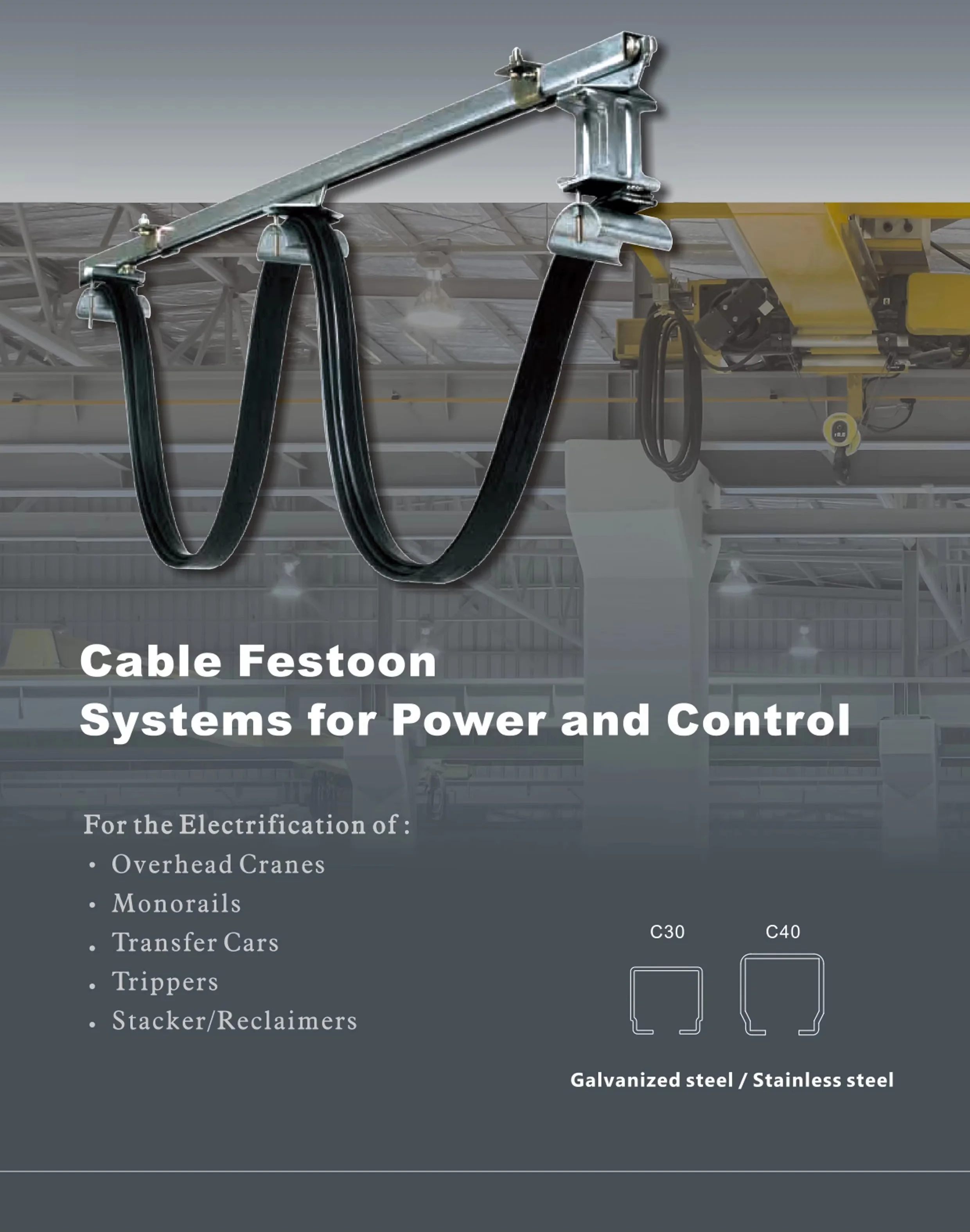 Overhead Trolley Track Cable Trolley Festoon System for Crane Equipment ...