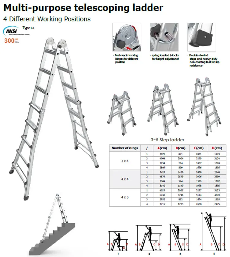 4x3 Steps Combination Ladder Hinge Little Multi Purpose Giant Ladder ...