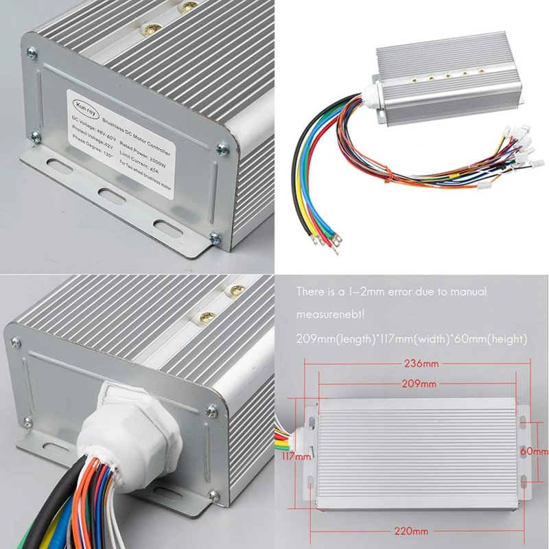 Kunray 60V 2500W Waterproof Brushless Motor for Electric Go-Kart and ...