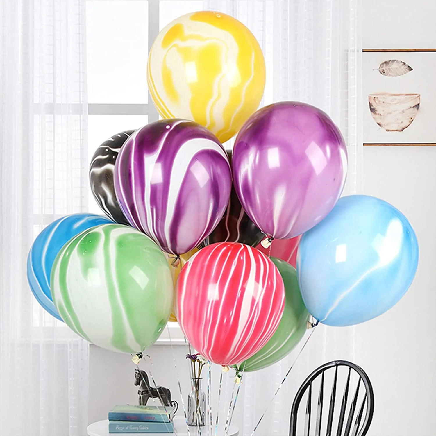 10inch 2.2g Agate Marble Latex Balloon Rainbow Tie Dye Latex Balloon ...