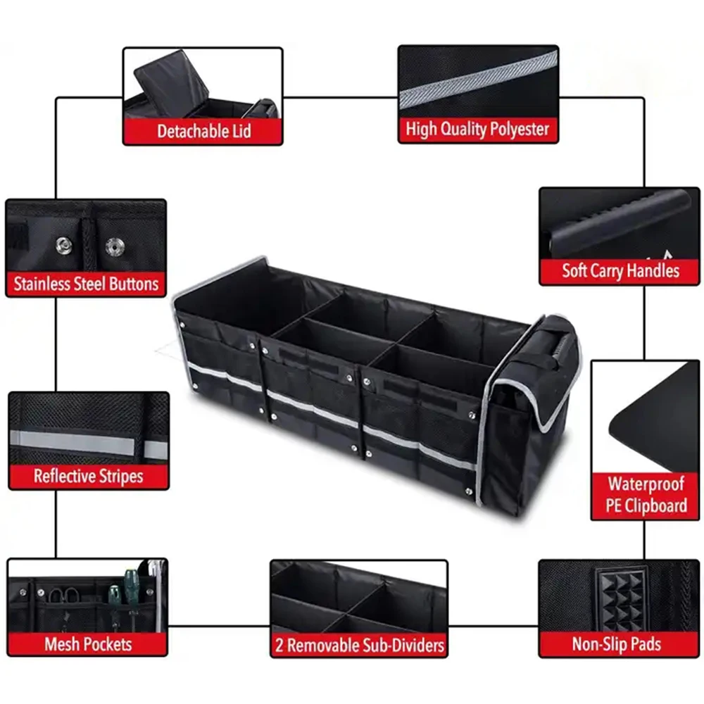 Sunnuo Portable Car Boot Organizer With Cooler Camping Stackable Car ...