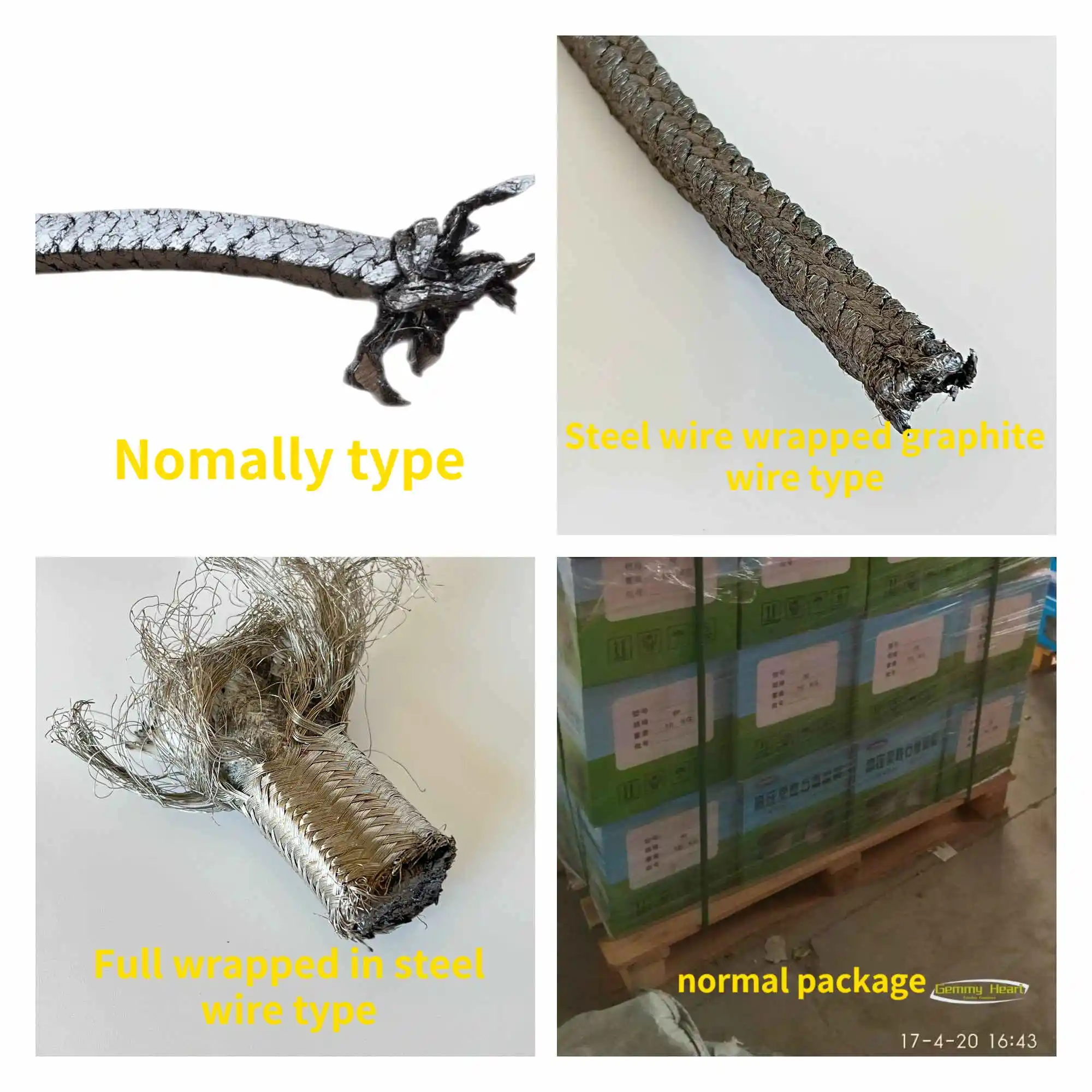 Graphite Gland Packing Wrapped in Wire Mesh Pure Graphite Gland Packing ...