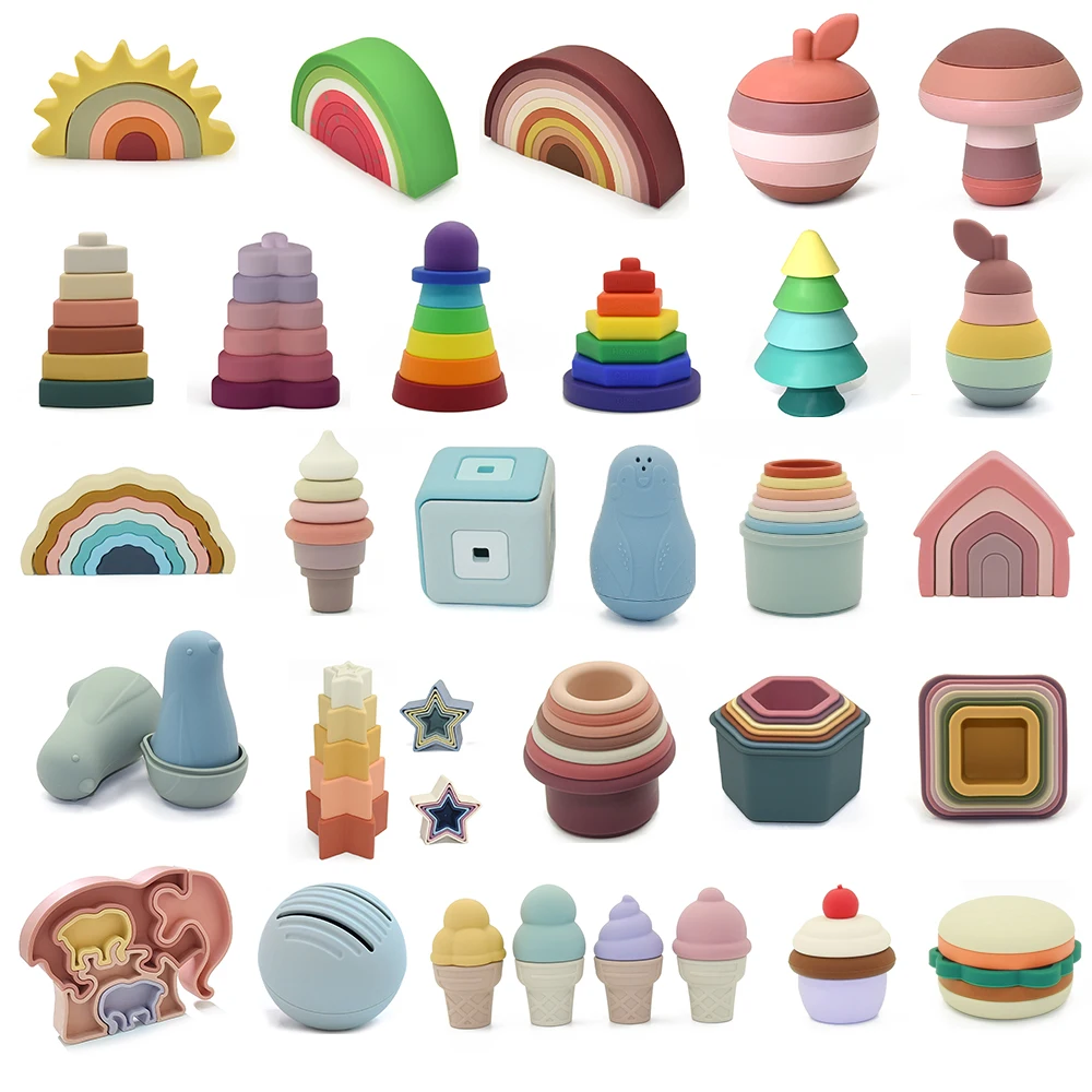 Wholesale Children Educational Stacker Toy 100% Food Grade Silicone ...