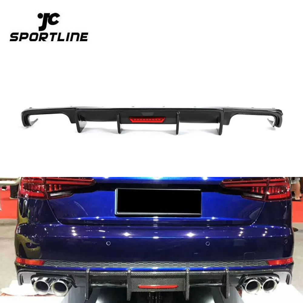 S4 Carbon Fiber Rear Diffuser Lip for Audi A4 B9 SLINE S4 2017 2018 ...