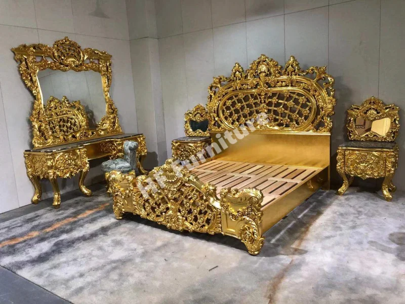 Rococo Royal Luxury Golden Solid Wood Dining Table French Classical ...