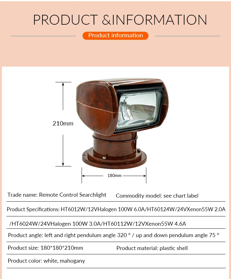 100w Boat Spotlights Marine Spotlight Yacht Searchlight Boat Remote ...