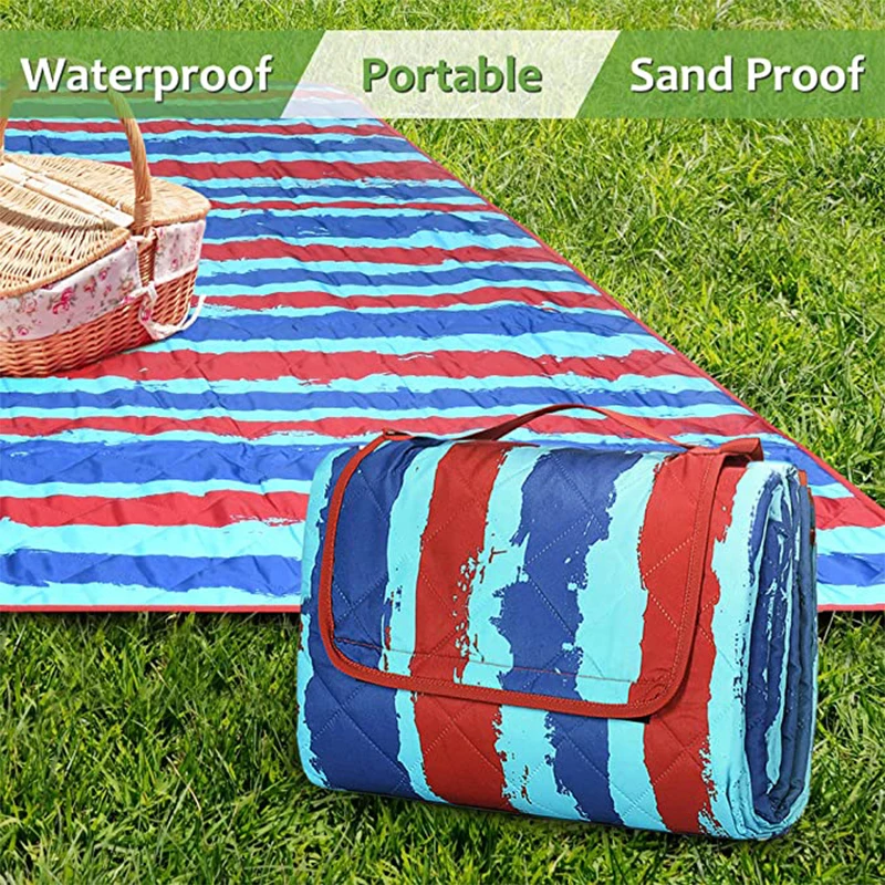 Foldable Beach Mat Padded Camping Mat Beach Blanket Rug Portable ...