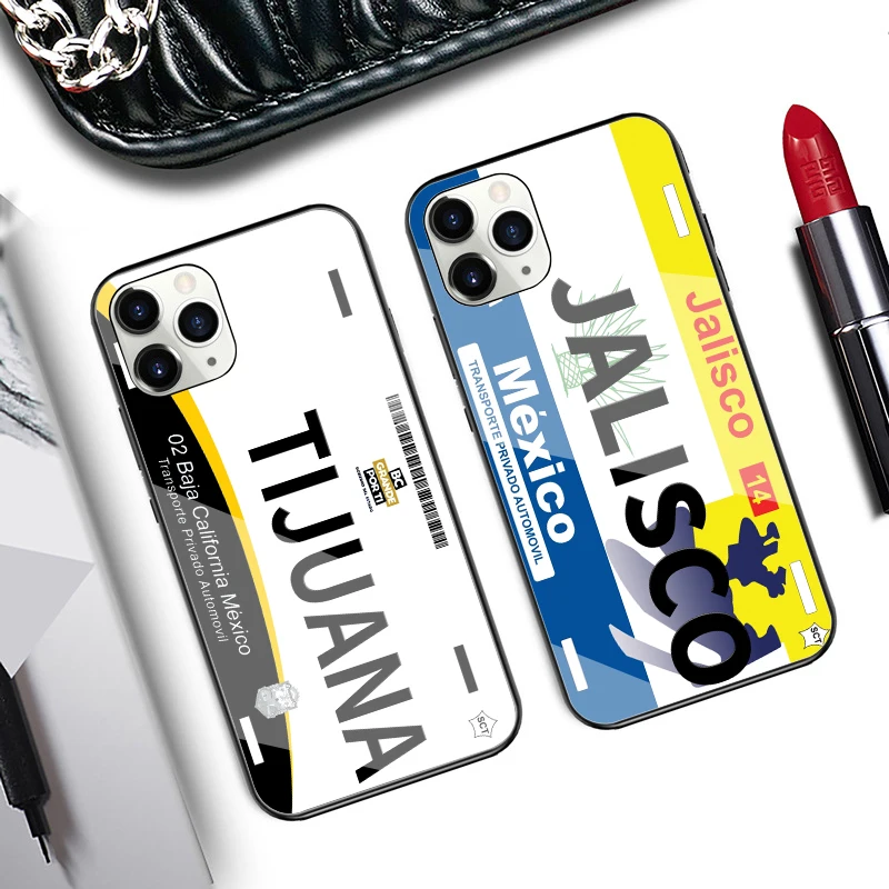 For Iphone 13 Pro Max License Plate Case Hard Tempered Glass Cell Phone ...