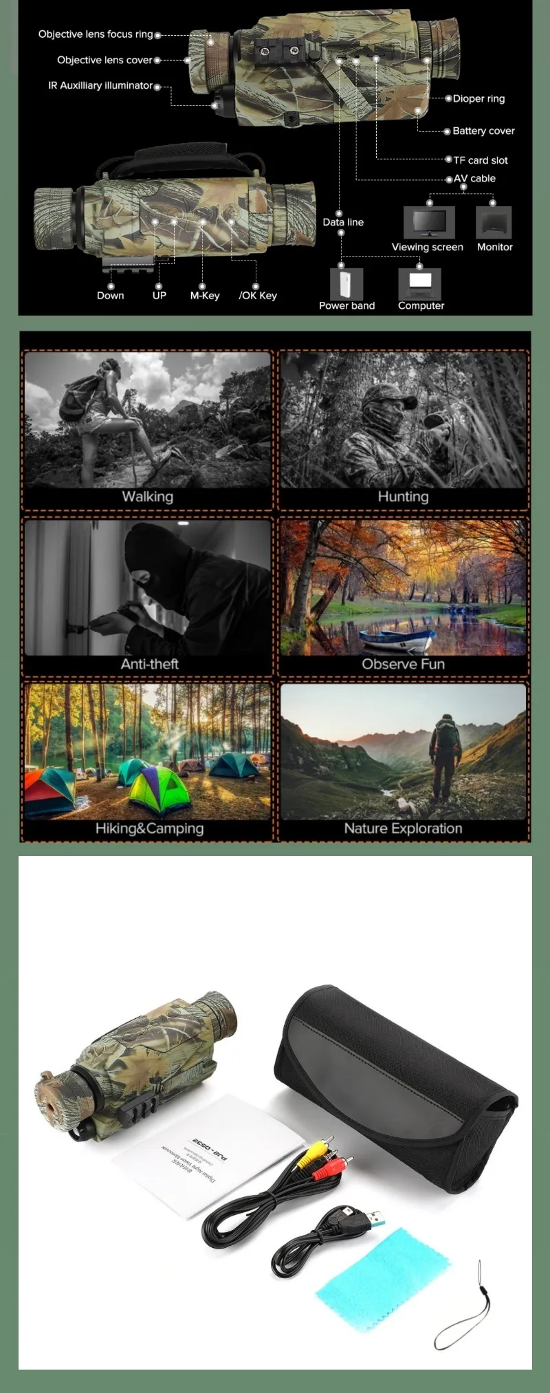 Wildlife Night Vision Scope Optic Infrared Monocular Night Vision Scope ...