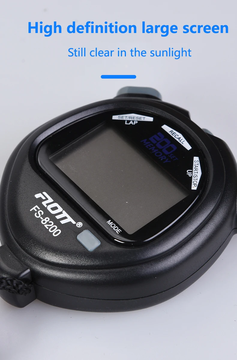 Digital Popular Timer Clock Stopwatch Single 3 Rows 200 Memory Student Fitness Training ...