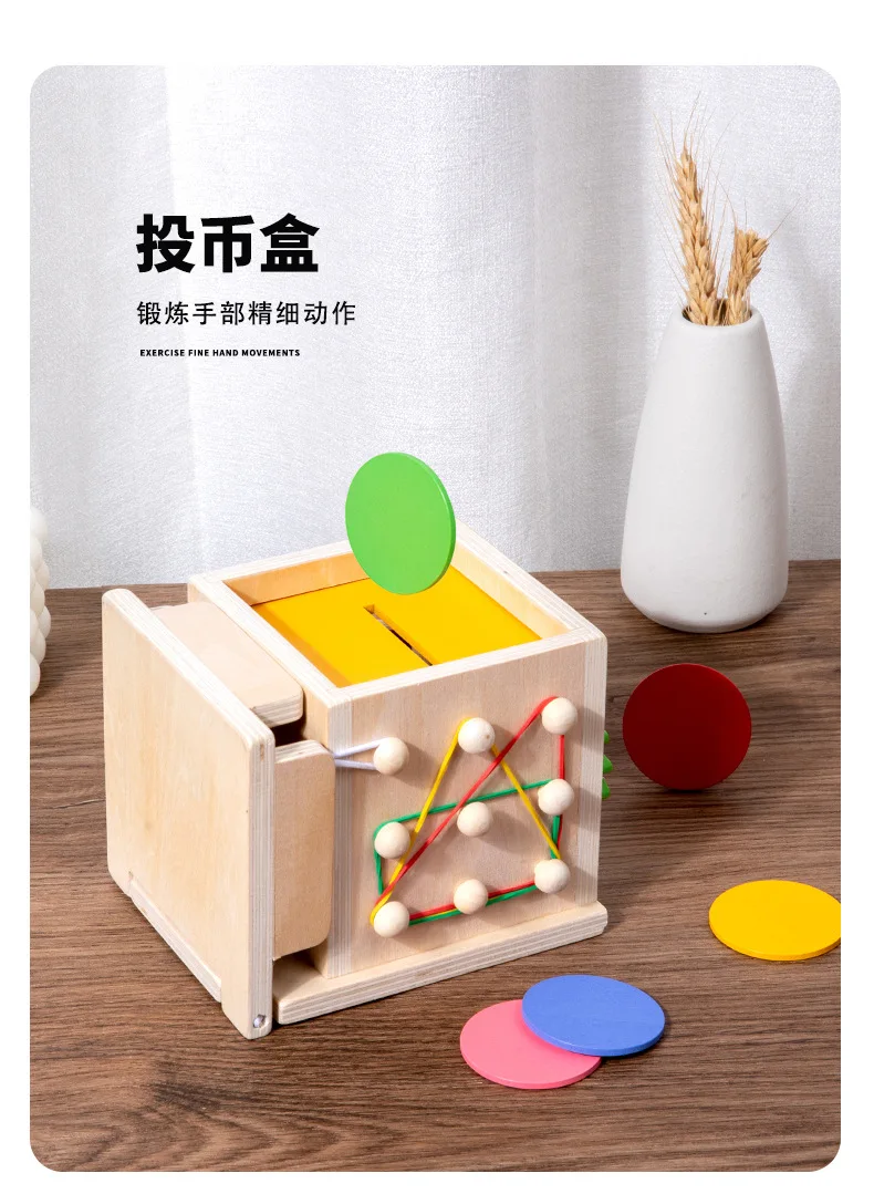 Children Shape Matching Game Montessori Coin Box 8 In 1 Multi ...