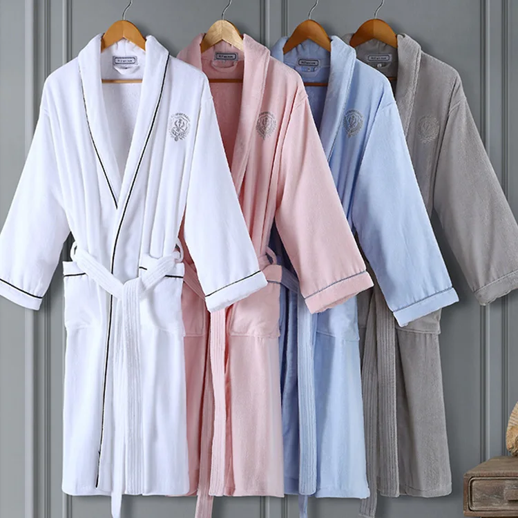 Wholesale Sleepwear Hotel Unisex Luxury Bathrobe 100% Cotton Cut Pile ...