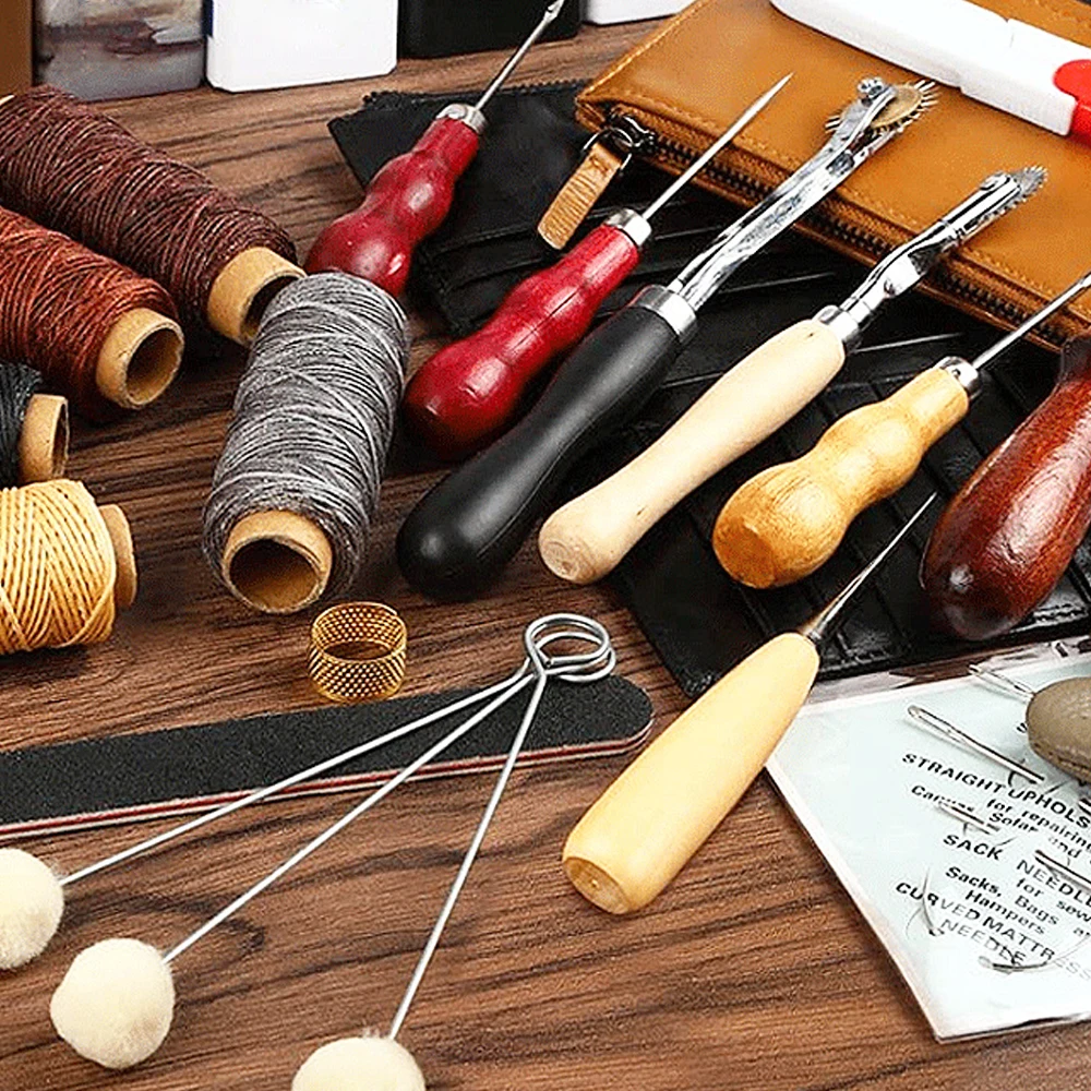 Leather Craft Supplies Set 61-Piece Leather Craft Tool Kit - Hand ...