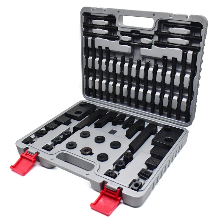 58pc clamp set carbon steel T-slot bolt step clamp kit with black oxide ...