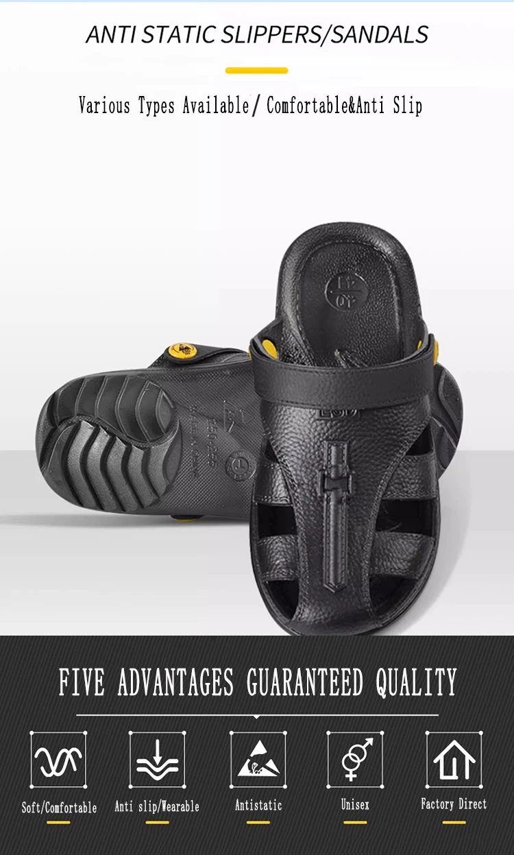 Men's High Quality Black Anti-static Esd Work Slippers Cleanroom ...
