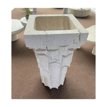 Kings-wing Standing Wash Basin From Natural Raw Stones Stone Column ...