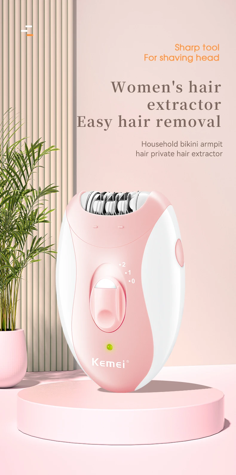 Kemei KM-189B Fast Charging 3 in 1 Waterproof Lady's Epilator - USB ...