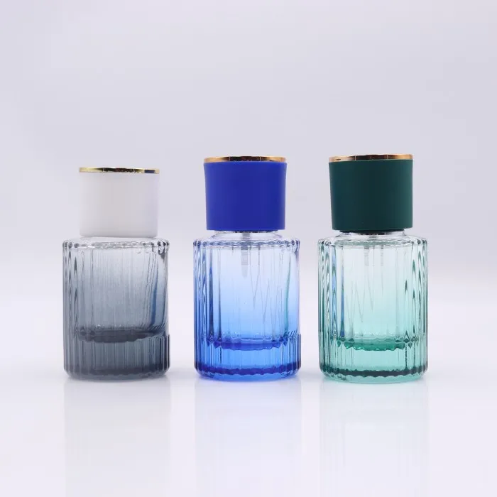 Customized Your Own 40ml Vertical Stripe Round Glass Perfume Bottles ...