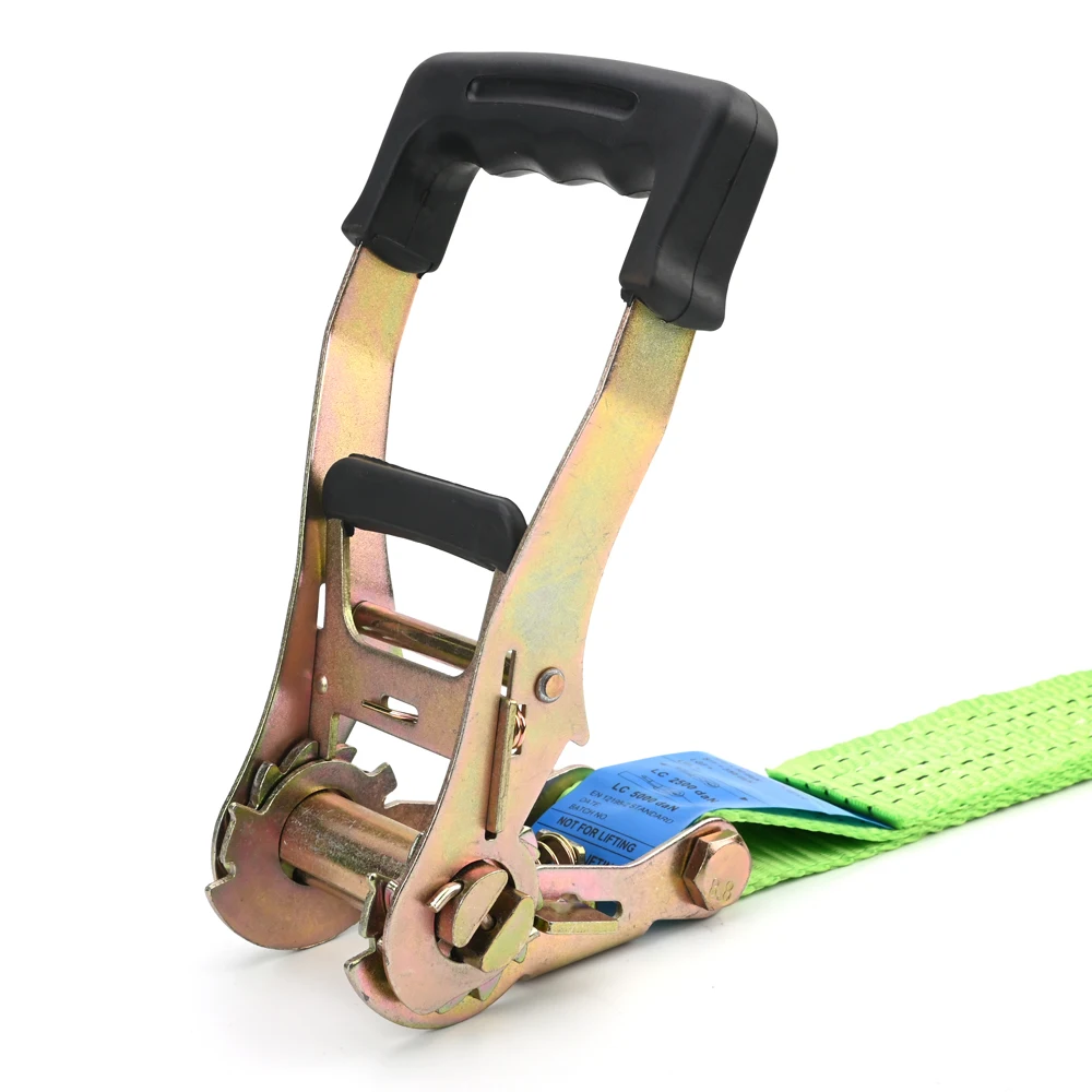 50 Mm 5 Ton Ratchet Strap Green For Cargo Lashing With Double J Hook ...