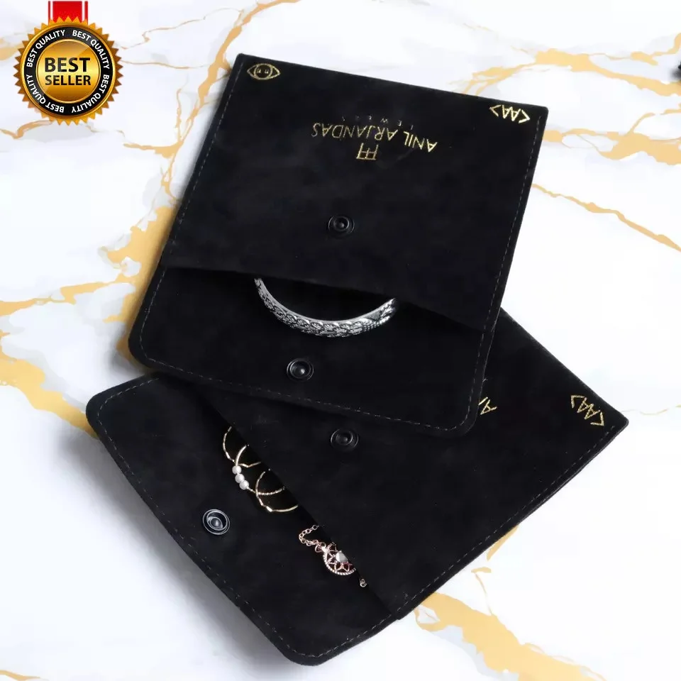 Luxury Custom Gold Logo Printing Black Velvet Envelope Wallet Gift ...