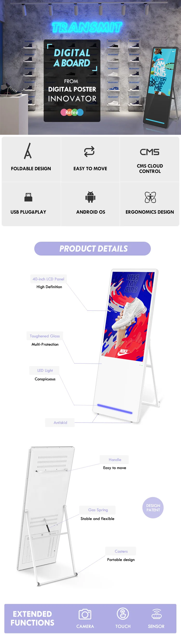 Mobile Free Standing IP65 Rated Digital Billboard 40 Inch Android ...