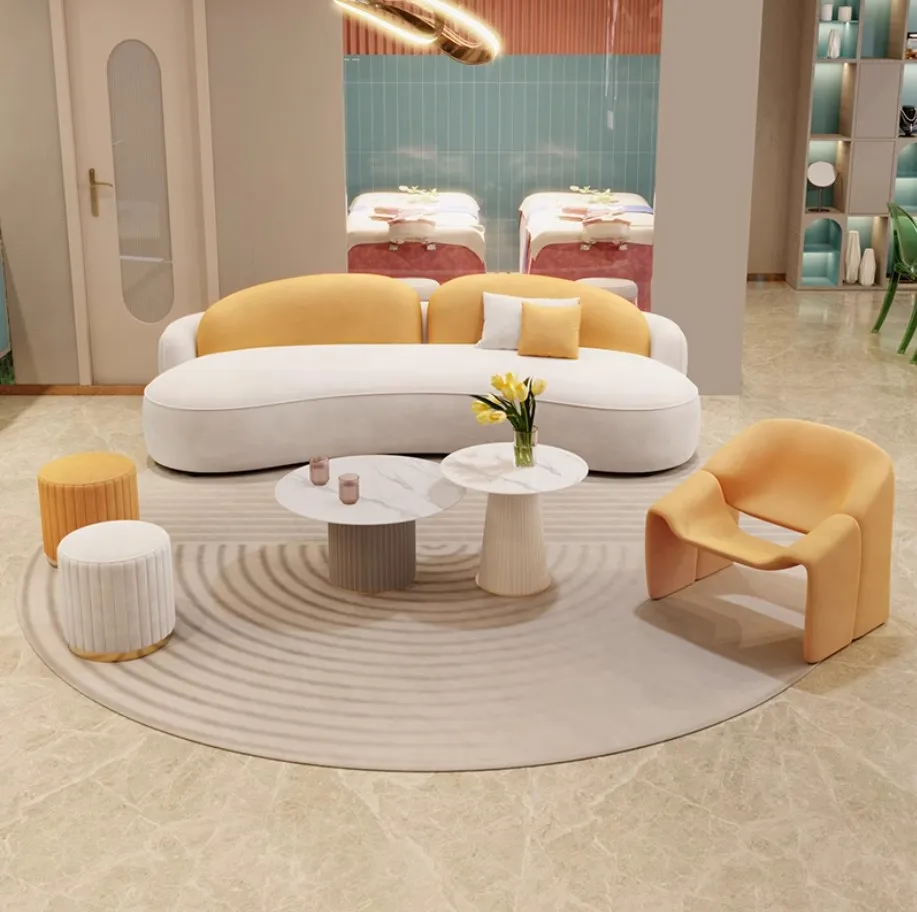 Hotel Lobby Leather Curved Sofa Fashion High End VIP Reception Sofa ...