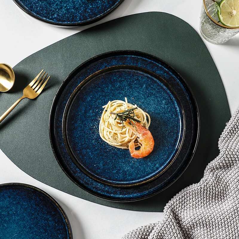 Rustic Blue Porcelain Tableware Dinner Dish Plate Royal Blue ...