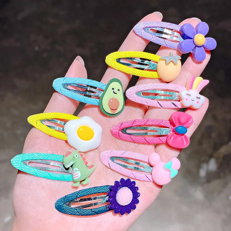 New Design Fancy 10pcs set Cartoon Hair Clips For Baby Girl Cute Plastic Fruits Animals Hair Clip Sets Accessories Alibaba