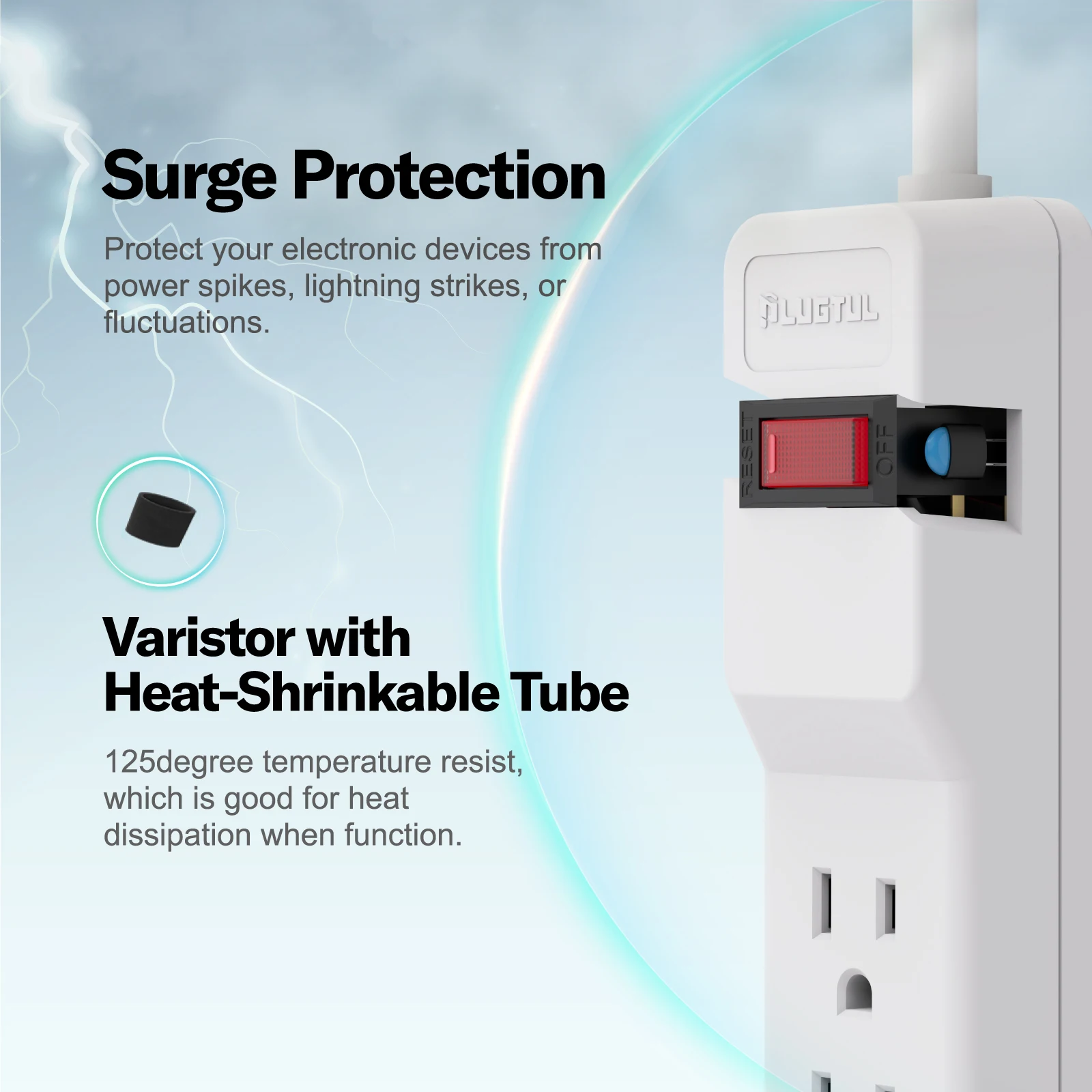 Us Standard 6 Ac Outlets Reset-off Switch Overload Protection 15a ...