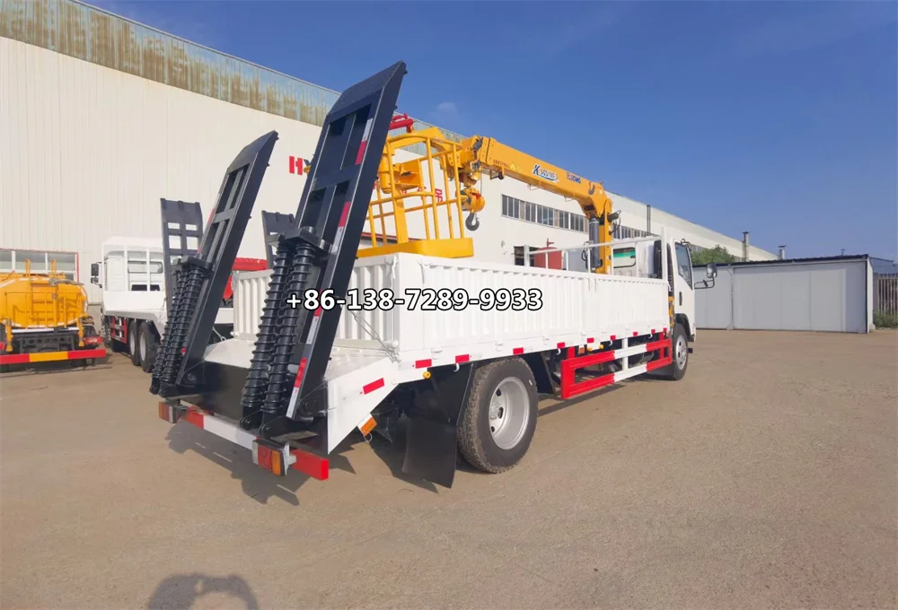 Oem Japan 10t Flatbed Trailer With Crane 6wd 8m Box Length Flatbed ...
