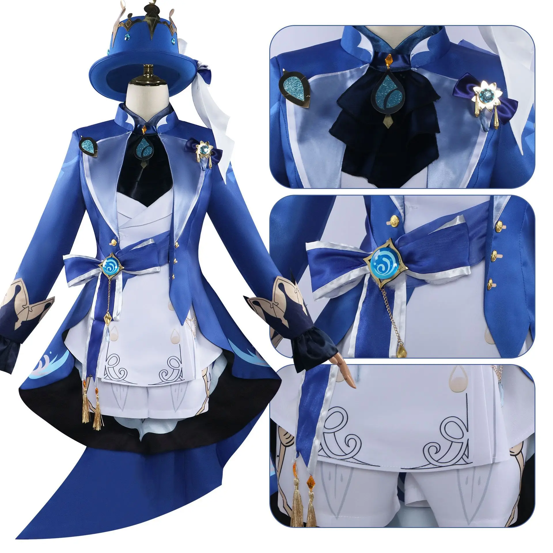 Game Impact Furina Focalors Cosplay Costume Anime Full Set With Hat ...
