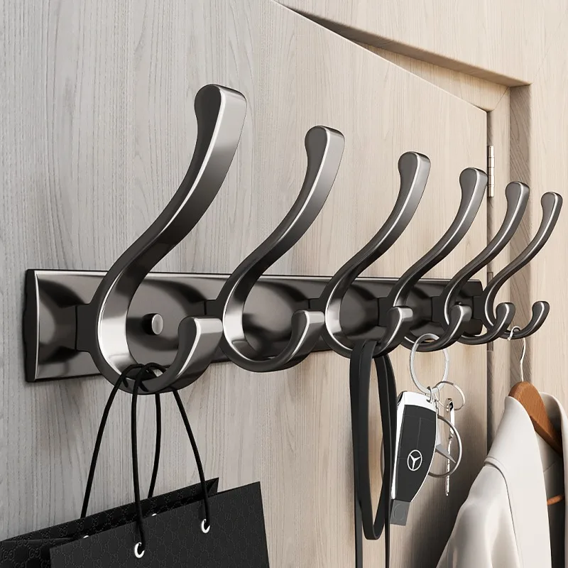 Hangers wall hanging on the behind door rack row hook clos in entrance ...